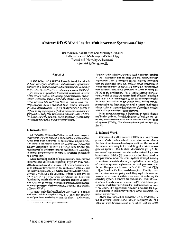 (PDF) Abstract RTOS modeling for multiprocessor system-on-chip