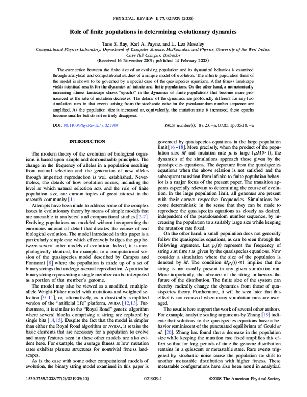 Pdf Role Of Finite Populations In Determining Evolutionary Dynamics