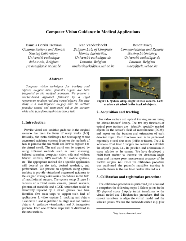 (PDF) Computer Vision Guidance in Medical Applications | Daniela ...