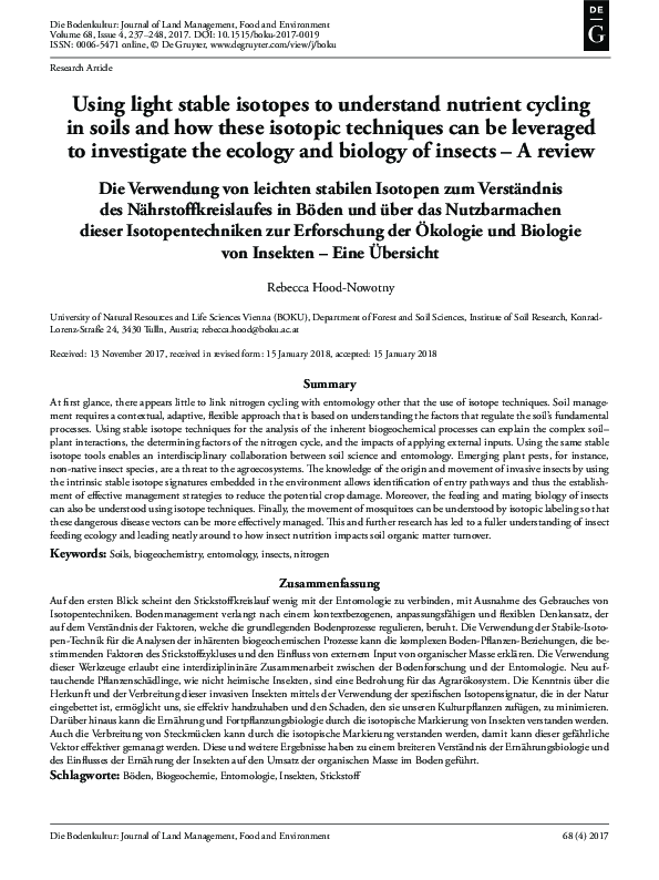 (PDF) Using light stable isotopes to understand nutrient cycling in ...