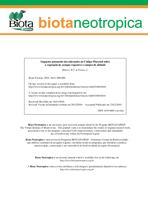 (PDF) Potential impacts of changes to Brazilian Forest Code in campos ...