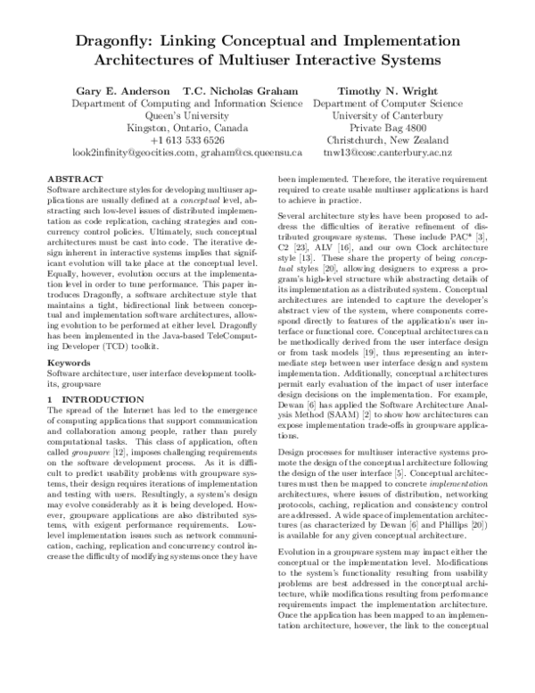 (PDF) Dragonfly: linking conceptual and implementation architectures of multiuser interactive ...