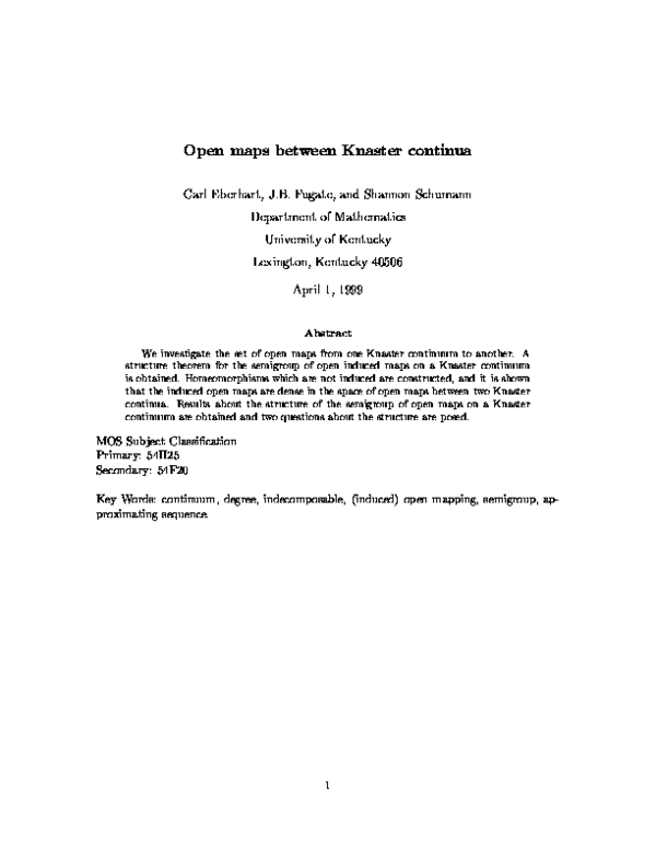 (PDF) Open maps between Knaster continua
