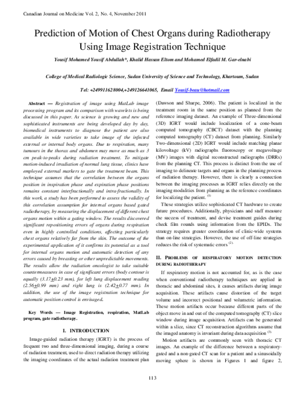(PDF) Prediction of Motion of Chest Organs During Radiotherapy Using ...