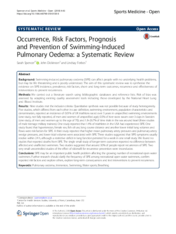 (PDF) Occurrence, Risk Factors, Prognosis and Prevention of Swimming ...