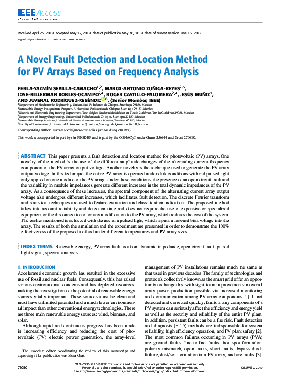 Pdf A Novel Fault Detection And Location Method For Pv Arrays Based