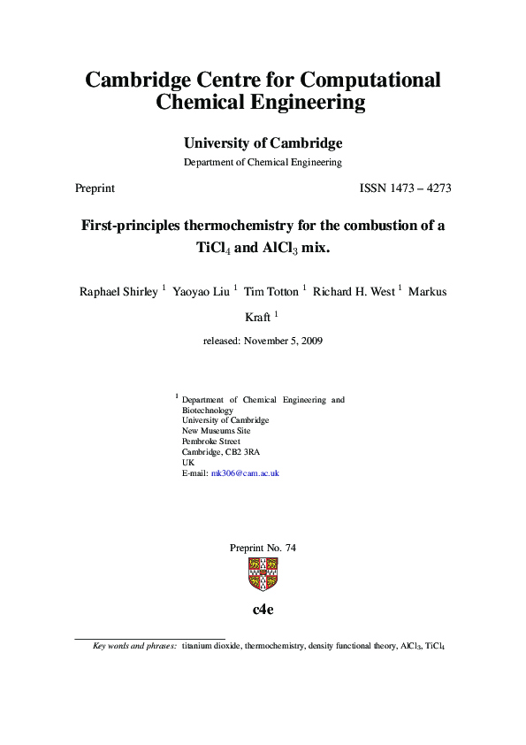 (PDF) Cambridge Centre for Computational Chemical Engineering