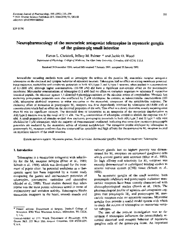 (PDF) Neuropharmacology of the muscarinic antagonist telenzepine in ...