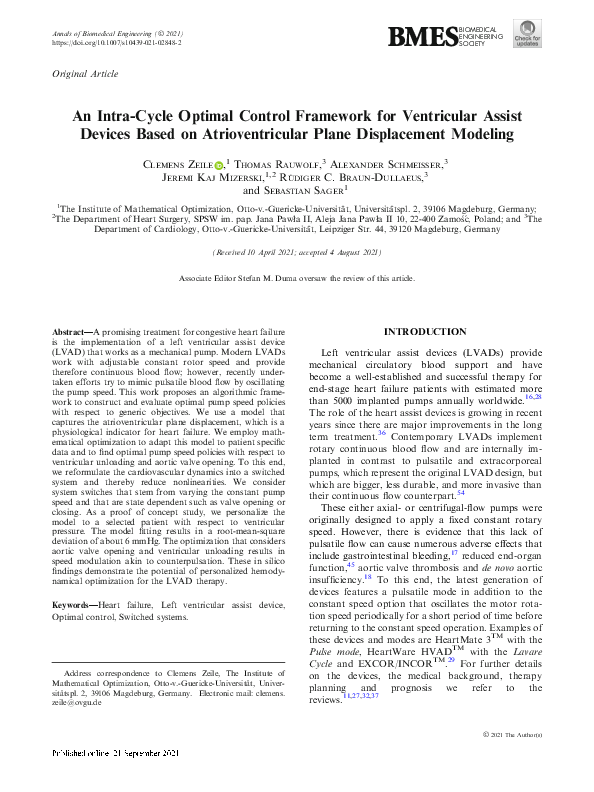 (PDF) An Intra-Cycle Optimal Control Framework for Ventricular Assist ...