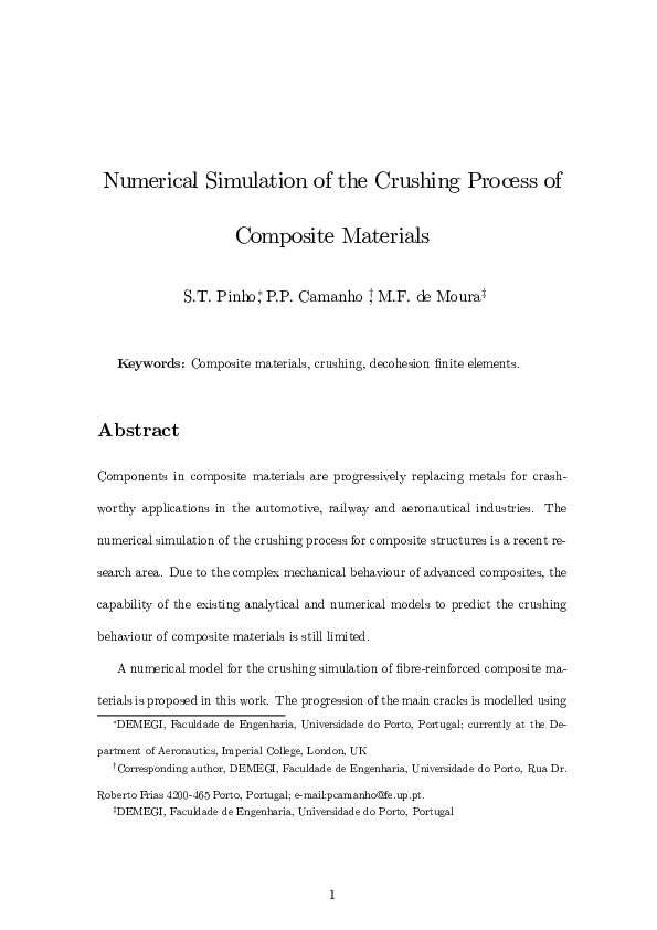 (PDF) Numerical simulation of the crushing process of composite materials