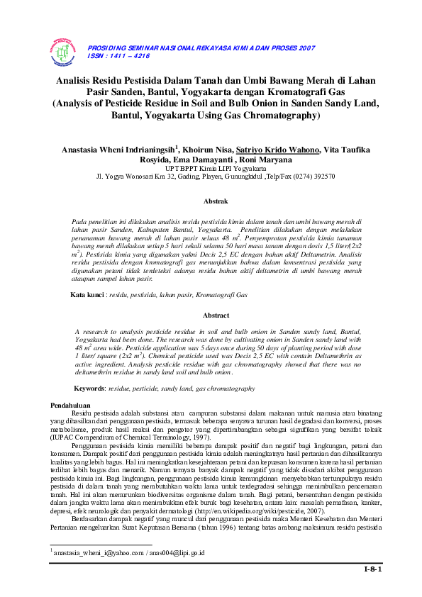 (PDF) Analisis Residu Pestisida dalam Tanah dan Umbi Bawang Merah di ...