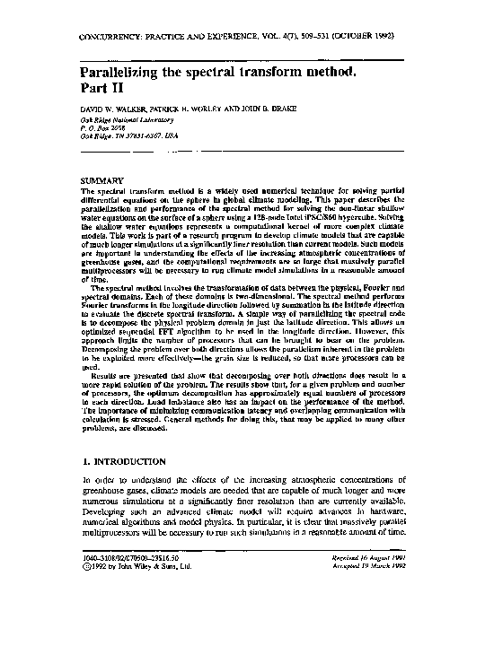 (PDF) Parallelizing the spectral transform method. Part II