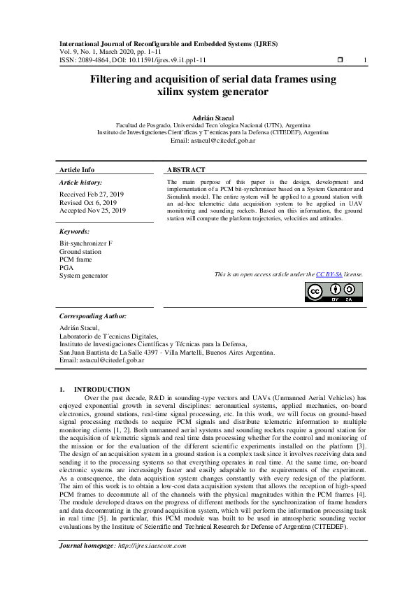 Pdf Filtering And Acquisition Of Serial Data Frames Using Xilinx