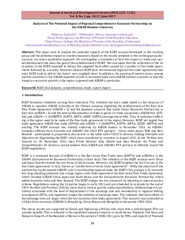 (PDF) Analysis of The Potential Impact of Regional Comprehensive ...