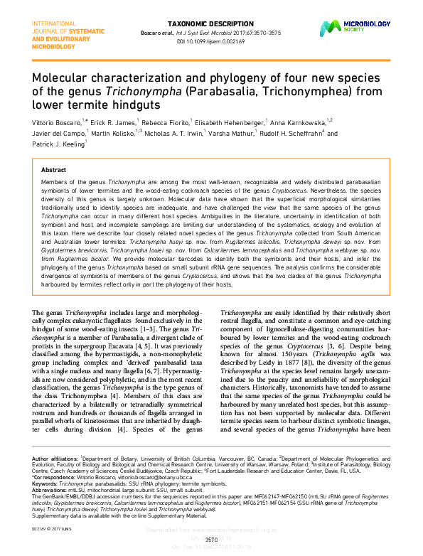 (PDF) Molecular characterization and phylogeny of four new species of ...