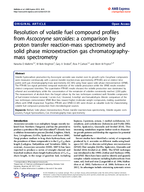 (PDF) Resolution of volatile fuel compound profiles from Ascocoryne ...