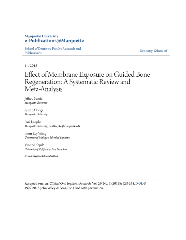 (PDF) Effect of membrane exposure on guided bone regeneration: A ...