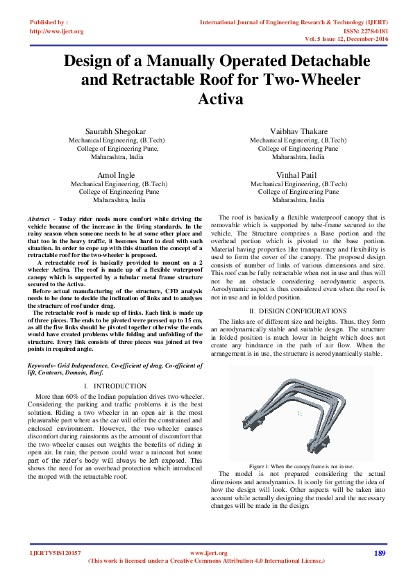 (PDF) Design of a Manually Operated Detachable and Retractable Roof for ...