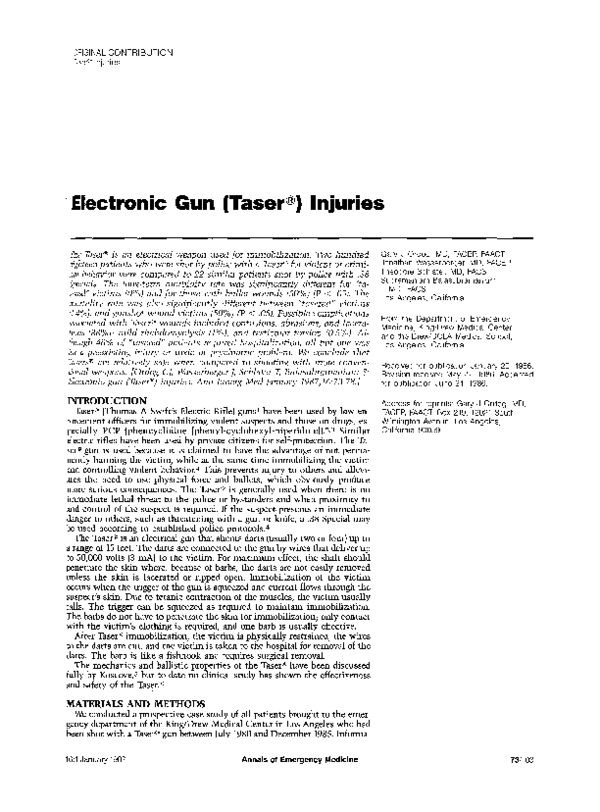 (PDF) Electronic gun (Taser®) injuries