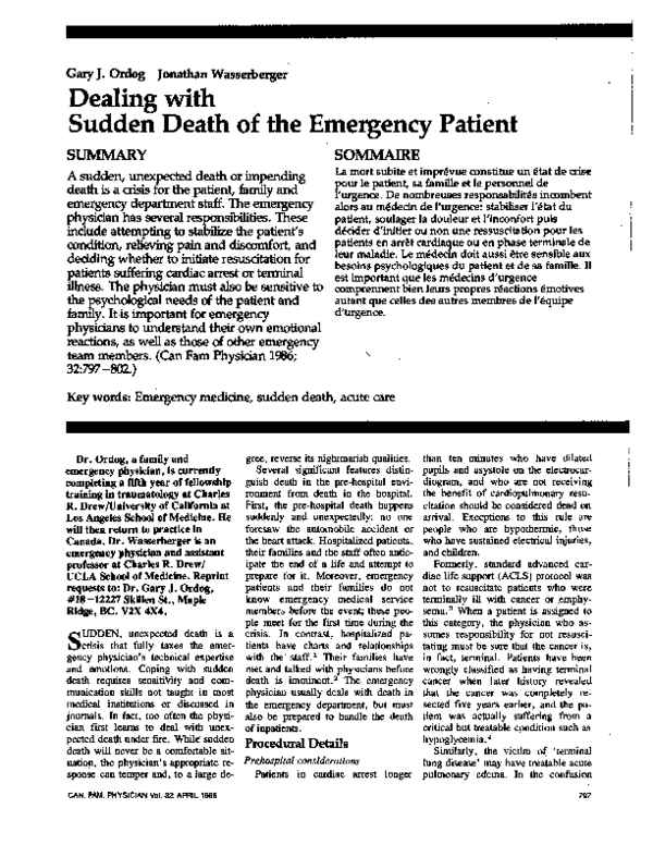 (PDF) Dealing with sudden death of the emergency patient