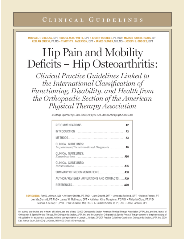 (PDF) Hip Pain and Mobility Deficits — Hip Osteoarthritis: Clinical ...