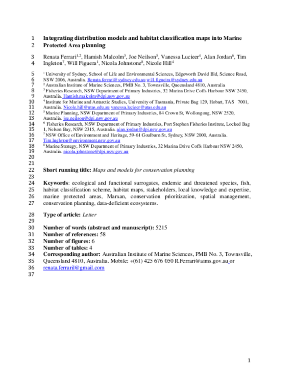 Pdf Integrating Habitat Mapping And Distribution Models For Conservation