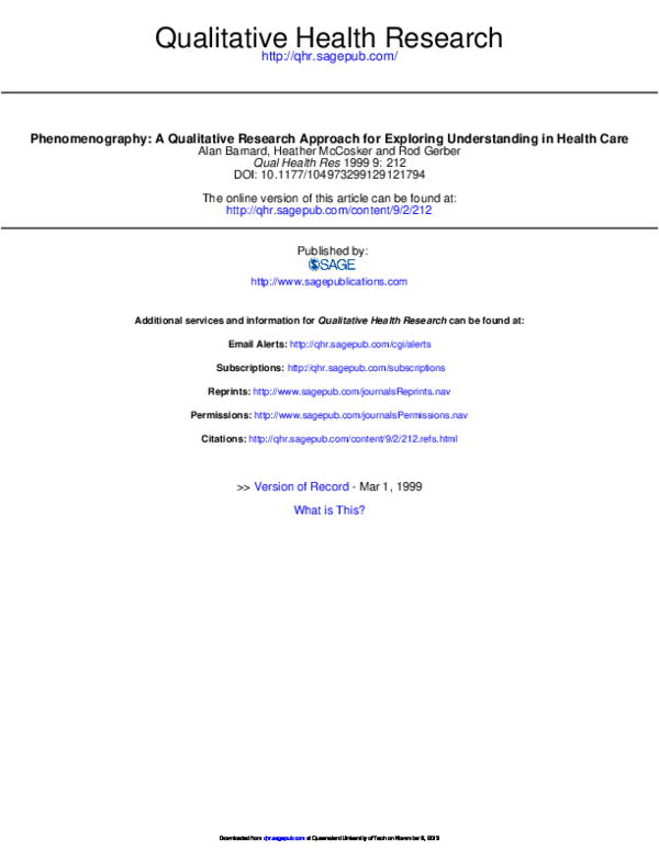 (PDF) Phenomenography: A Qualitative Research Approach for Exploring ...