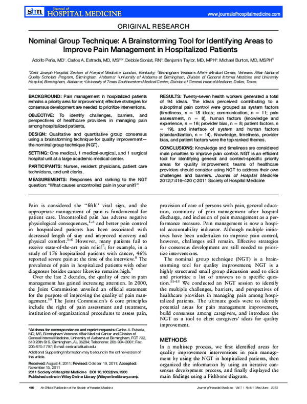 (PDF) Nominal group technique: A brainstorming tool for identifying ...