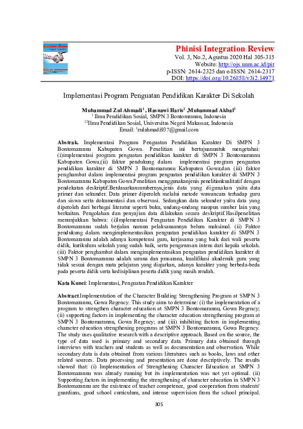 (PDF) Implementasi Program Penguatan Pendidikan Karakter Di Sekolah | Zul Ahmadi - Academia.edu