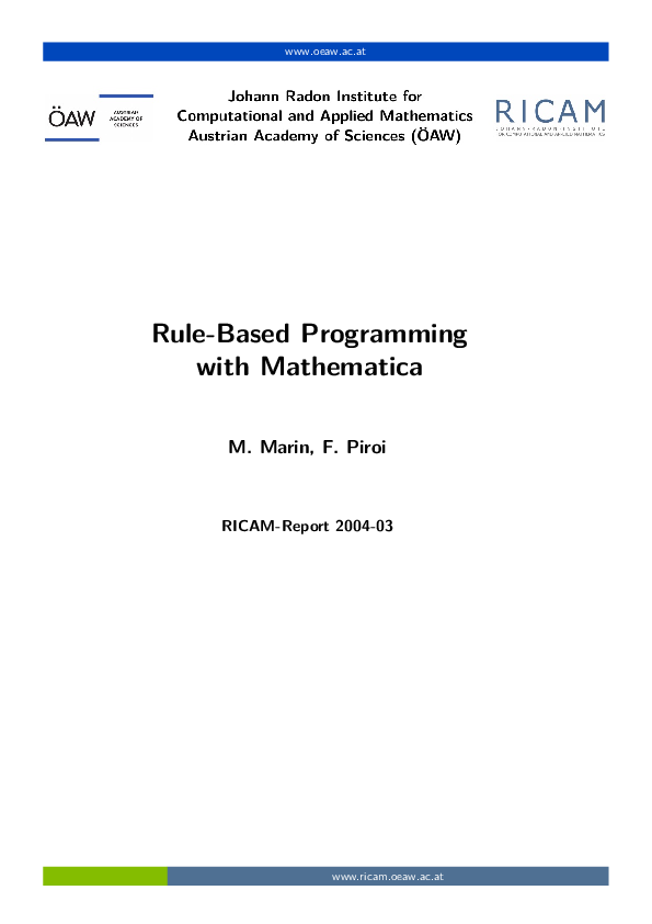 (PDF) Rule-Based Programming with Mathematica