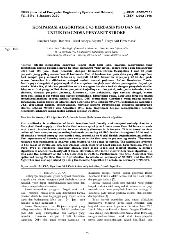 (PDF) Komparasi Algoritma C4.5 Berbasis PSO Dan GA Untuk Diagnosa ...