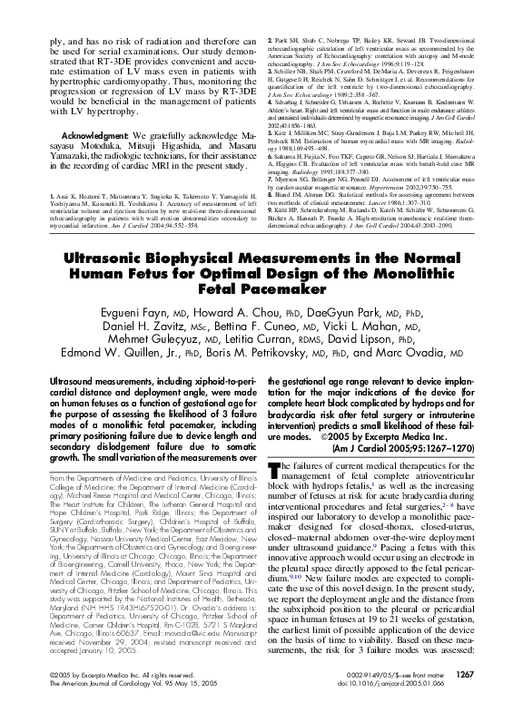 (PDF) Ultrasonic Biophysical Measurements in the Normal Human Fetus for ...