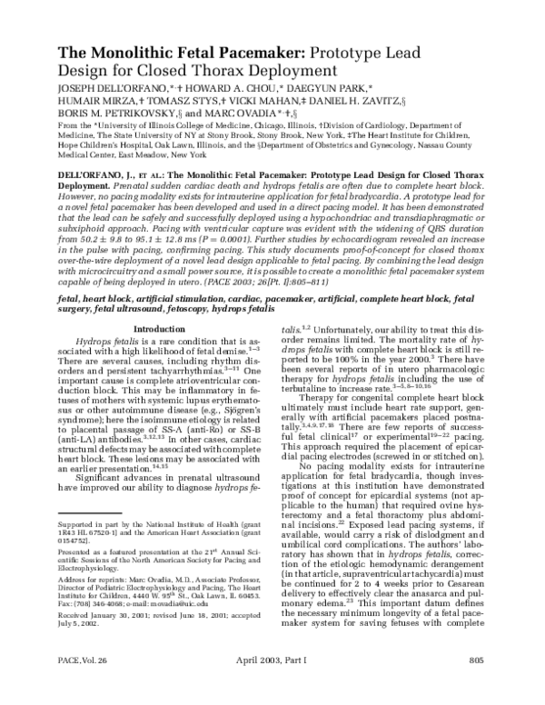 (PDF) The monolithic fetal pacemaker: prototype lead design for closed ...