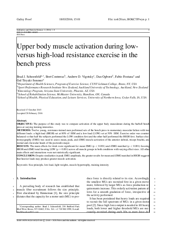(PDF) Upper body muscle activation during low-versus high-load ...
