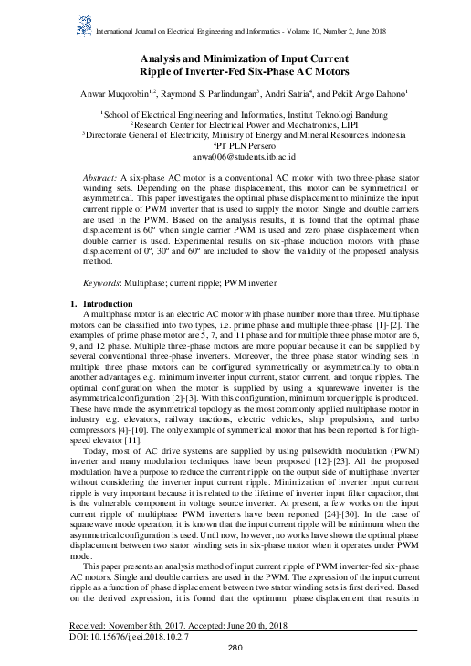 Pdf Analysis And Minimization Of Input Current Ripple Of Inverter Fed
