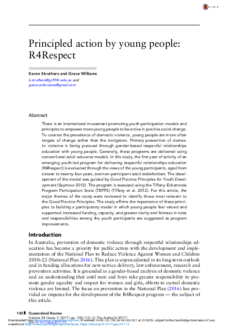 (PDF) Principled action by young people: R4Respect