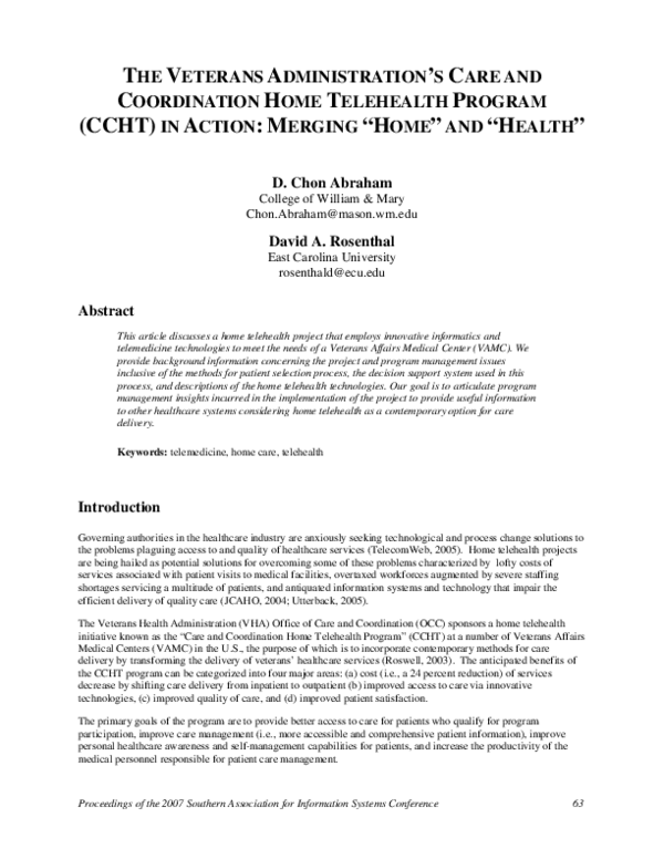 (PDF) The Veterans Administration's Care and Coordination Home ...
