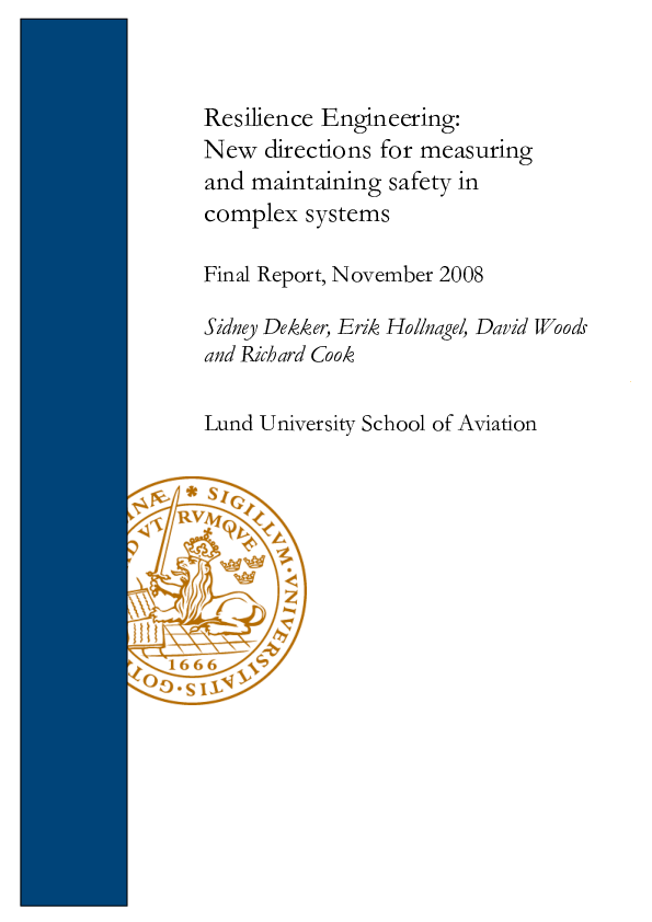 (PDF) Resilience Engineering: New directions for measuring and ...