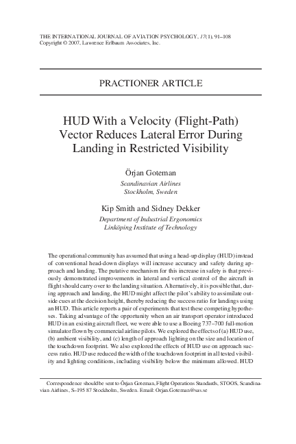 (PDF) HUD With a Velocity (Flight-Path) Vector Reduces Lateral Error ...