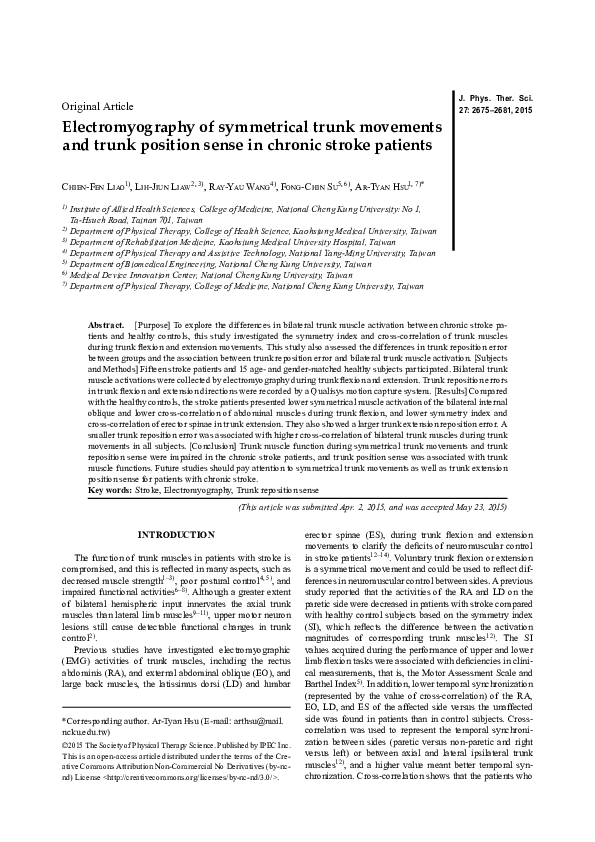(PDF) Electromyography of symmetrical trunk movements and trunk ...