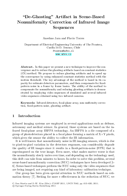 Pdf “de Ghosting” Artifact In Scene Based Nonuniformity Correction Of Infrared Image Sequences