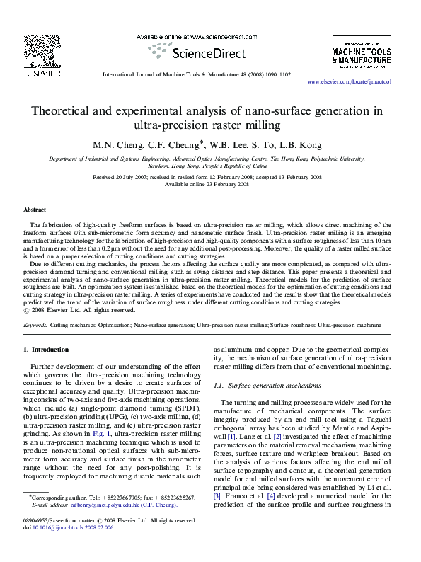(PDF) Theoretical and experimental analysis of nano-surface generation ...