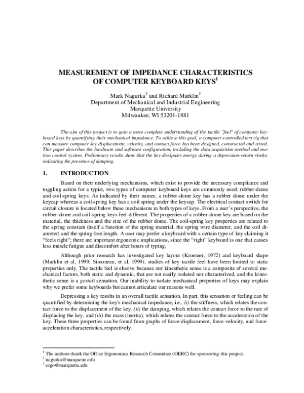 (PDF) Measurement of Impedance Characteristics of Computer Keyboard KEYS1