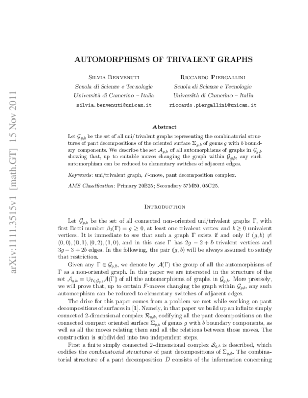 (PDF) Automorphisms of trivalent graphs