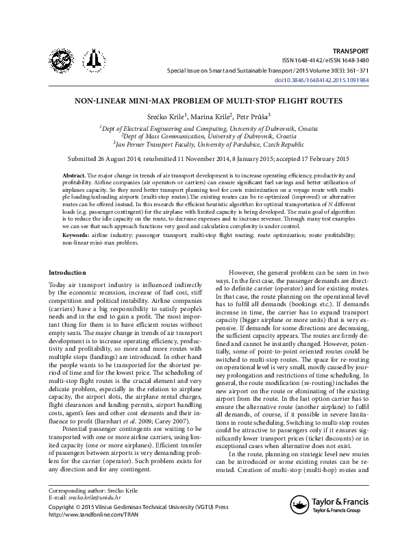 (PDF) Non-linear mini-max problem of multi-stop flight routes