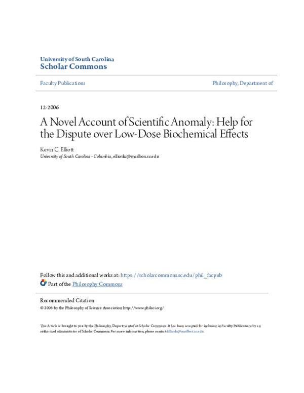 (PDF) A Novel Account of Scientific Anomaly: Help for the Dispute over ...