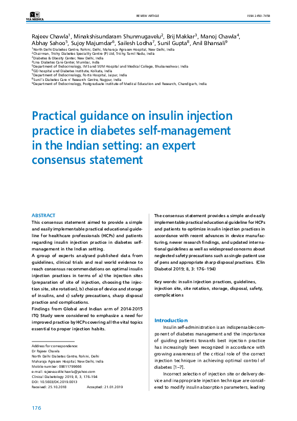 (PDF) Practical guidance on insulin injection practice in diabetes self ...