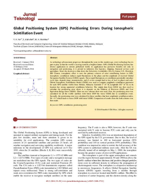 (PDF) Global Positioning System (GPS) Positioning Errors During ...