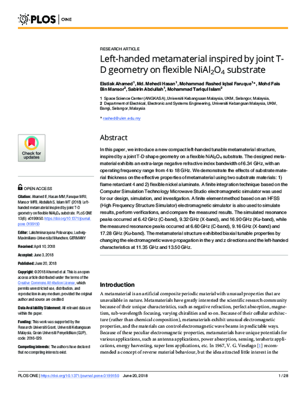 (PDF) Left-handed metamaterial inspired by joint T-D geometry on ...