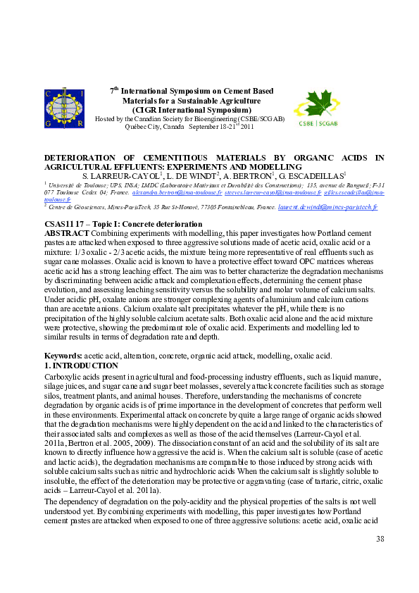 (PDF) Biodeterioration of cementitious matrices by organic acid in ...